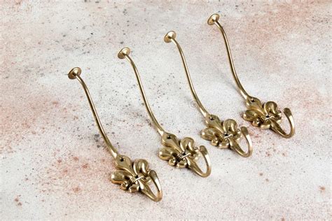 Vintage Brass Hooks Hangers Stock Image Image Of Clothing Brass