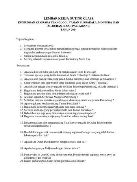 Lembar Kerja Outing Class Pdf