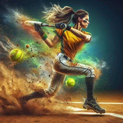 Softbol Una Ilustración Elaborada Y Una Foto De Softbol De Ultra Alta Resolución Foto Premium