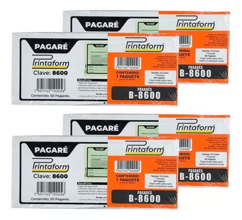 Paquete Con 4 Block Pagare 50 Hojas C U Printaform