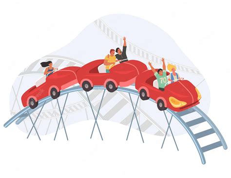 Premium Vector People Riding Roller Coaster Vector Illustration