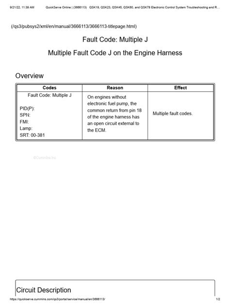 multiple fault code j on the engine harness pdf