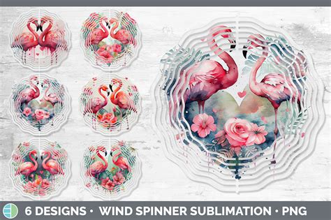 Valentines Flamingo Wind Spinner Subli Graphic By Enliven Designs