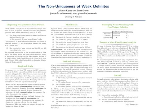 Pdf The Non Uniqueness Of Weak Definites