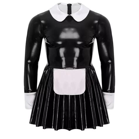 Mens Sissy Maid Patent Leather Long Sleeve Apron Tulle Underskirt A Line Dress £2696 Picclick Uk