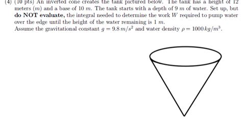 Solved Pts An Inverted Cone Creates The Tank Chegg