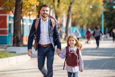 Premium Ai Image Father Takes Daughter To School Beloved Daddy And