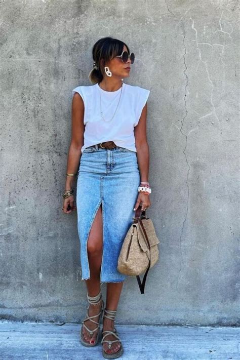27 Denim Midi Skirt Outfit Ideas You Can Easily Recreate London