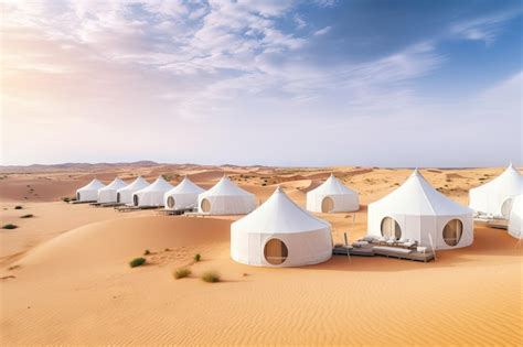 Premium Ai Image Contemporary Luxury Glamping Camp In Morocco Sahara