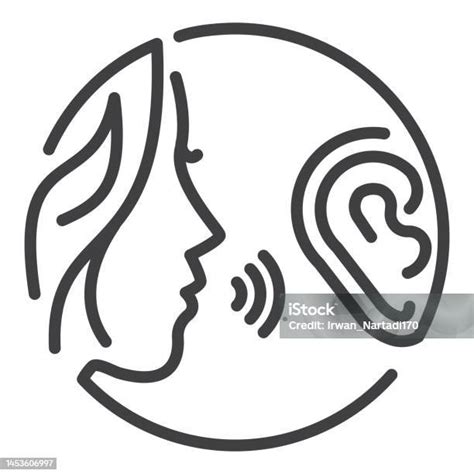 Women Speak And Listen Gossip Listener Inside Circle Line Art Style Vector Logo Icon Stock