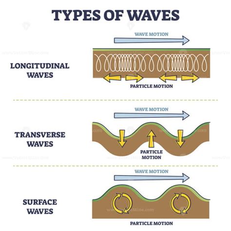 Types Of Longitudinal Transverse And Surface Waves Examples Outline
