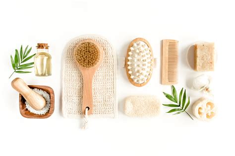 스파 배경 천연 유기농 스파 화장품 제품 친환경 욕실 액세서리 야자수 잎 흰색 배경에 스킨 케어 개념 플랫 레이 개념에 대한 스톡 사진 및 기타 이미지 Istock