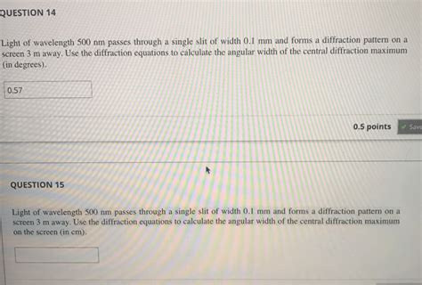 Solved Question 14 Light Of Wavelength 500 Nm Passes Through