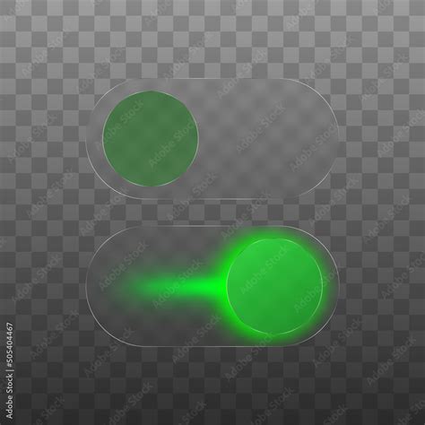 On Off Toggle Switches Buttons Isolated Vector Icons Green Light Beam Indicator Modern Web
