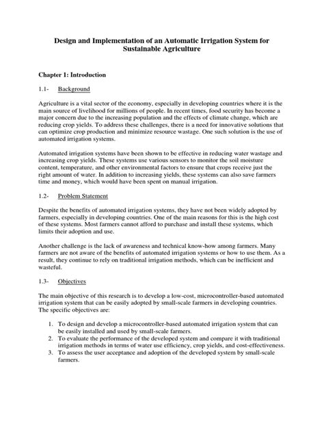 Chapter 1 Design And Implementation Of An Automatic Irrigation System For Sustainable