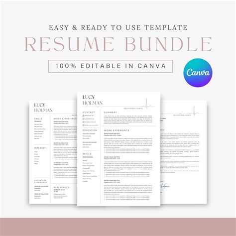 Nurse Pink Resume Editable In Canva RN Resume Template Nurse