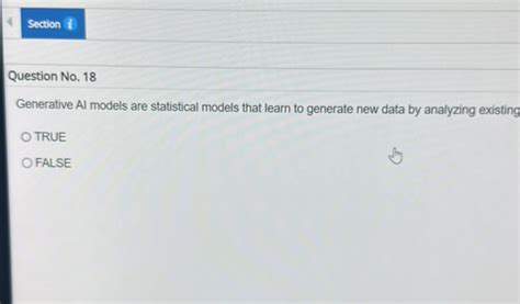 Section I Question No 18 Generative Al Models StudyX