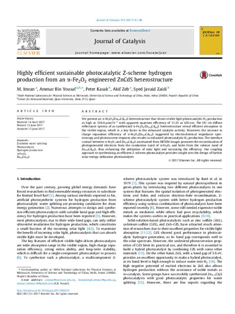 Pdf Highly Efficient Sustainable Photocatalytic Z Scheme Hydrogen Production From An α Fe2o3