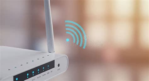 A White Wi Fi Router With One Visible Antenna Is Shown It Features A Row Of Indicator Stock
