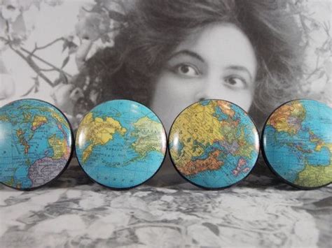 1 12 Map Dresser Knobs Blue World Maps With Great Detail Nautical