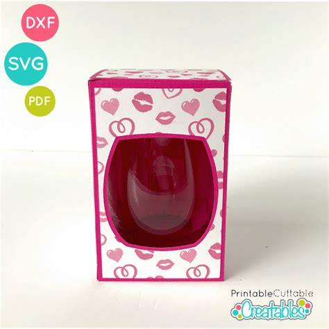 Large Stemless Wine Glass Box Svg File Template For Cricut