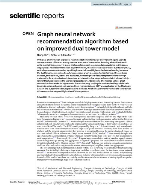 PDF Graph Neural Network Recommendation Algorithm Based On Improved