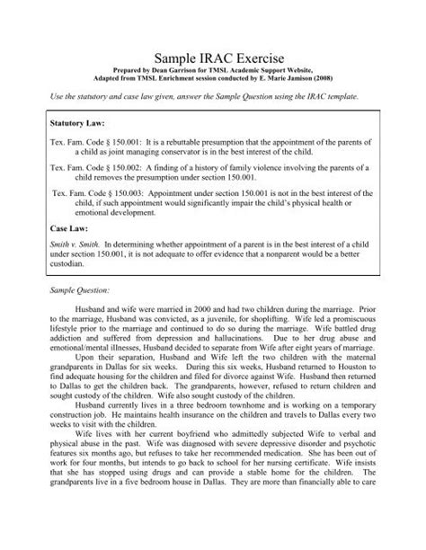 Sample Irac Exercise