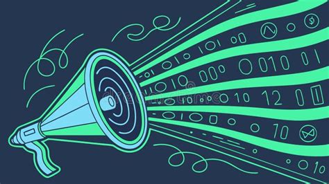 Megaphone With Sound Waves And Binary Code Digital Communication