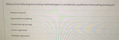 Solved Which Of The Following Forecasting Methodologies Is