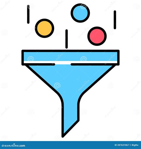 Funnel Data Filtering Line Style Icon Design Stock Vector