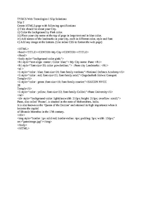 Web Technology Tybcs Slip Solutions Html5 And Php Programming Tasks