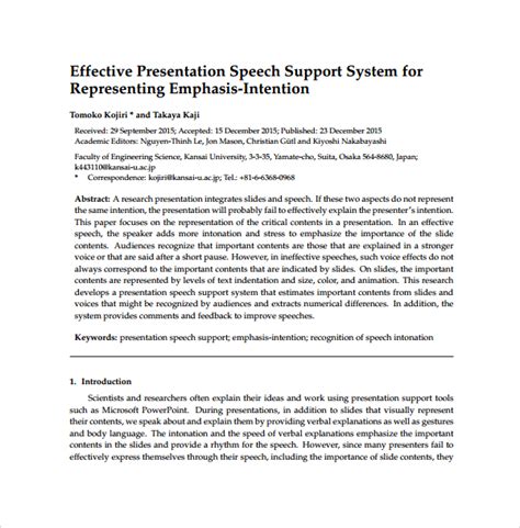 8 Presentation Speech Example Templates Sample Templates