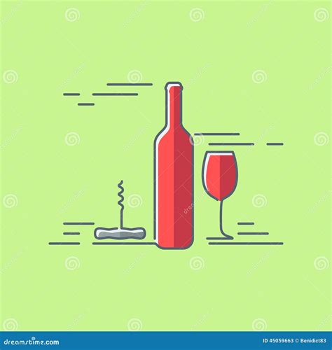 Fond Plat De Conception De Bouteille En Verre De Vin Illustration De