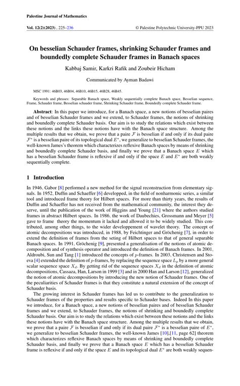 Pdf On Besselian Schauder Frames Shrinking Schauder Frames And Boundedly Complete Schauder