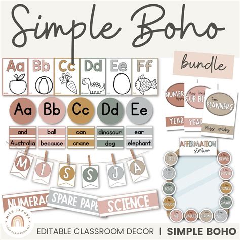Simple Boho Classroom Decor Bundle Neutral Boho Decor Etsy