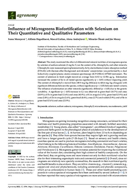 (PDF) Selenium Biofortification in Microgreens