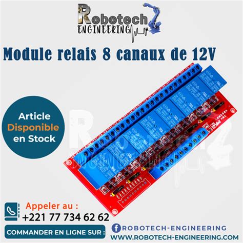 Module Relais 8 Canaux De 12v Robotech Engineering