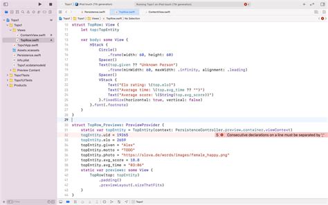 Swift A Custom View Works But Its Preview Does Not Compile Stack