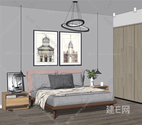 现代卧室 sketchup模型 sketchup模型库 建E室内设计网
