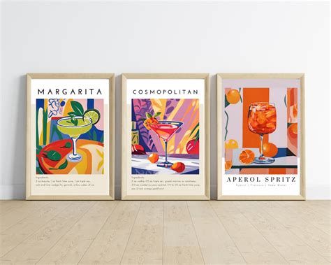 Popular Cocktails Cocktail Recipe Print Classic Cocktail Wall Art