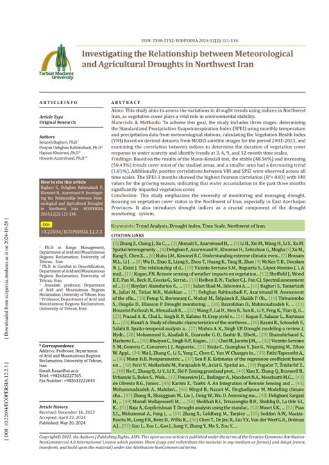 Pdf Investigating The Relationship Between Meteorological And Agricultural Droughts In