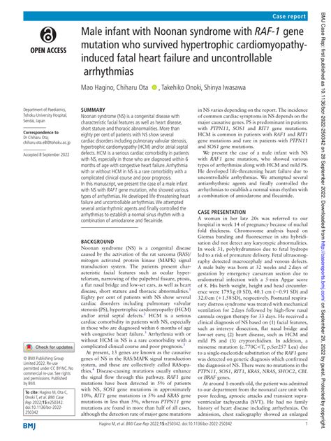 Pdf Male Infant With Noonan Syndrome With Raf 1 Gene Mutation Who