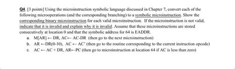 Solved Q Points Using The Microinstruction Symbolic Chegg