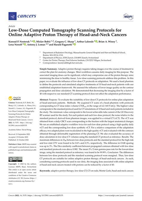 Pdf Low Dose Computed Tomography Scanning Protocols For Online Adaptive Proton Therapy Of Head