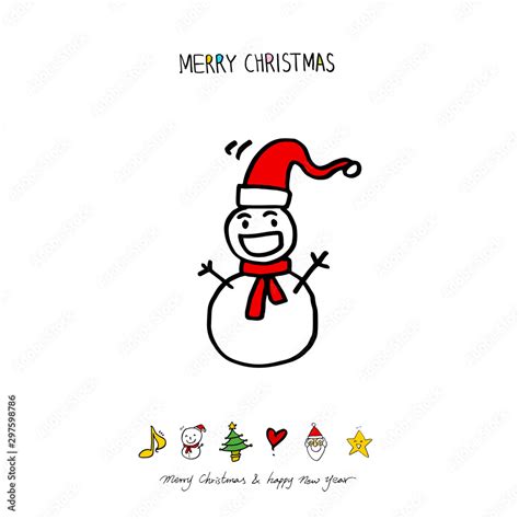 성탄절 손으로 그린 성탄절 카드 Stock Vector Adobe Stock