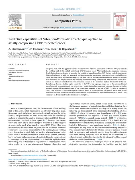 Pdf Predictive Capabilities Of Vibration Correlation Technique Applied To Axially Compressed