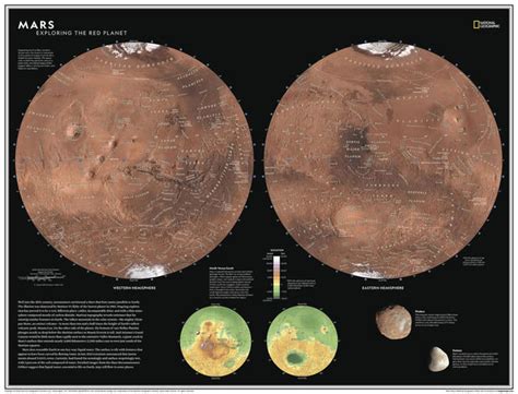 Mars Exploring The Red Planet National Geographic 798 X 610mm Wall Map