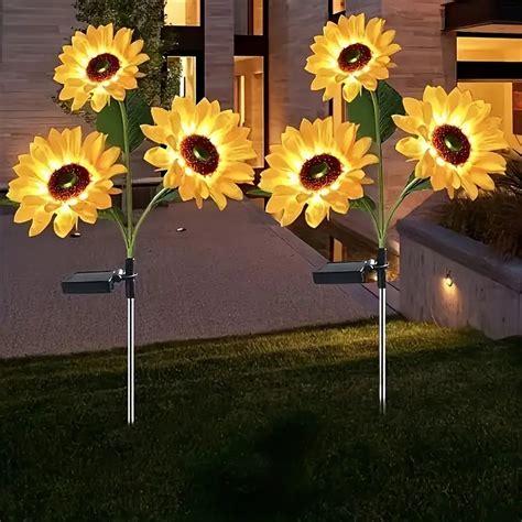 Пакет от 2 пластмасови Led слънчогледови градински лампи Temu Bulgaria
