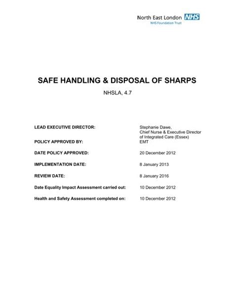 Safe Handling And Disposal Of Sharps