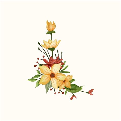 Ramo Floral Con Acuarela Vector Premium